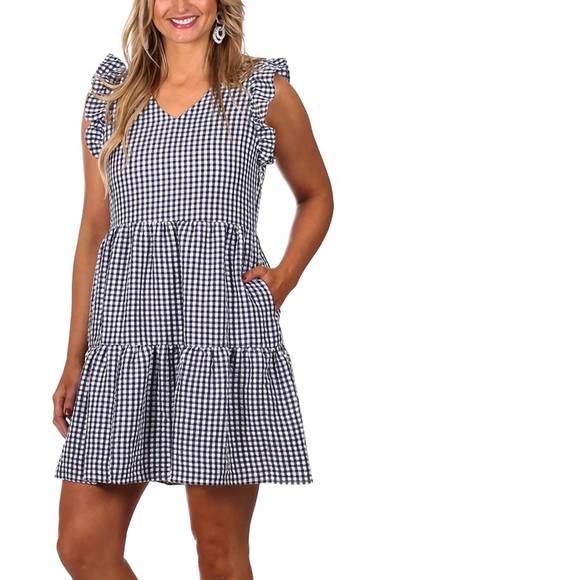 Duffield Lane | Dresses | New Duffield Lane Gwen Dress In Navy Gingham ...